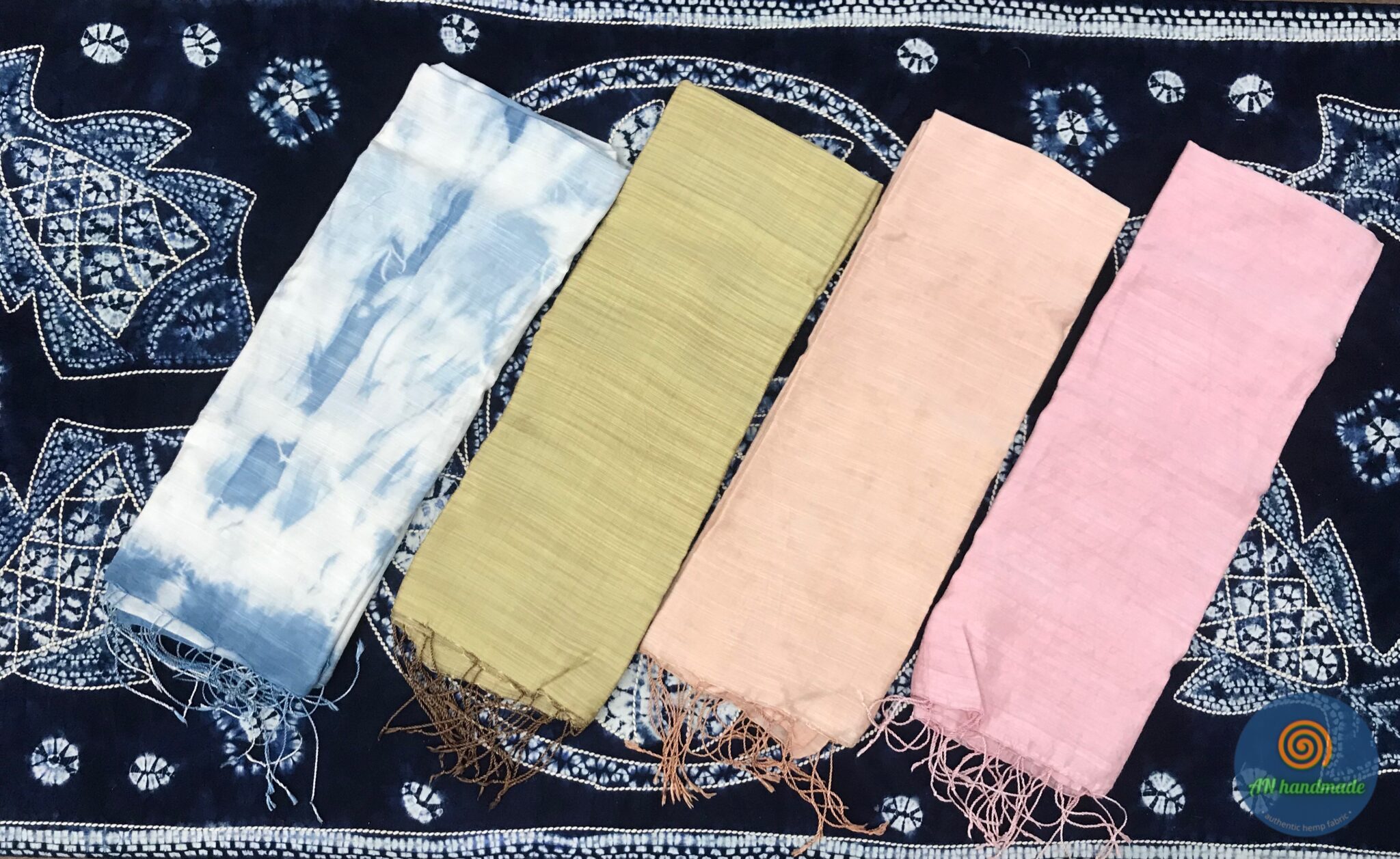 Organic silk & linen scarf, natural dyed – An handmade – Vietnam hemp ...